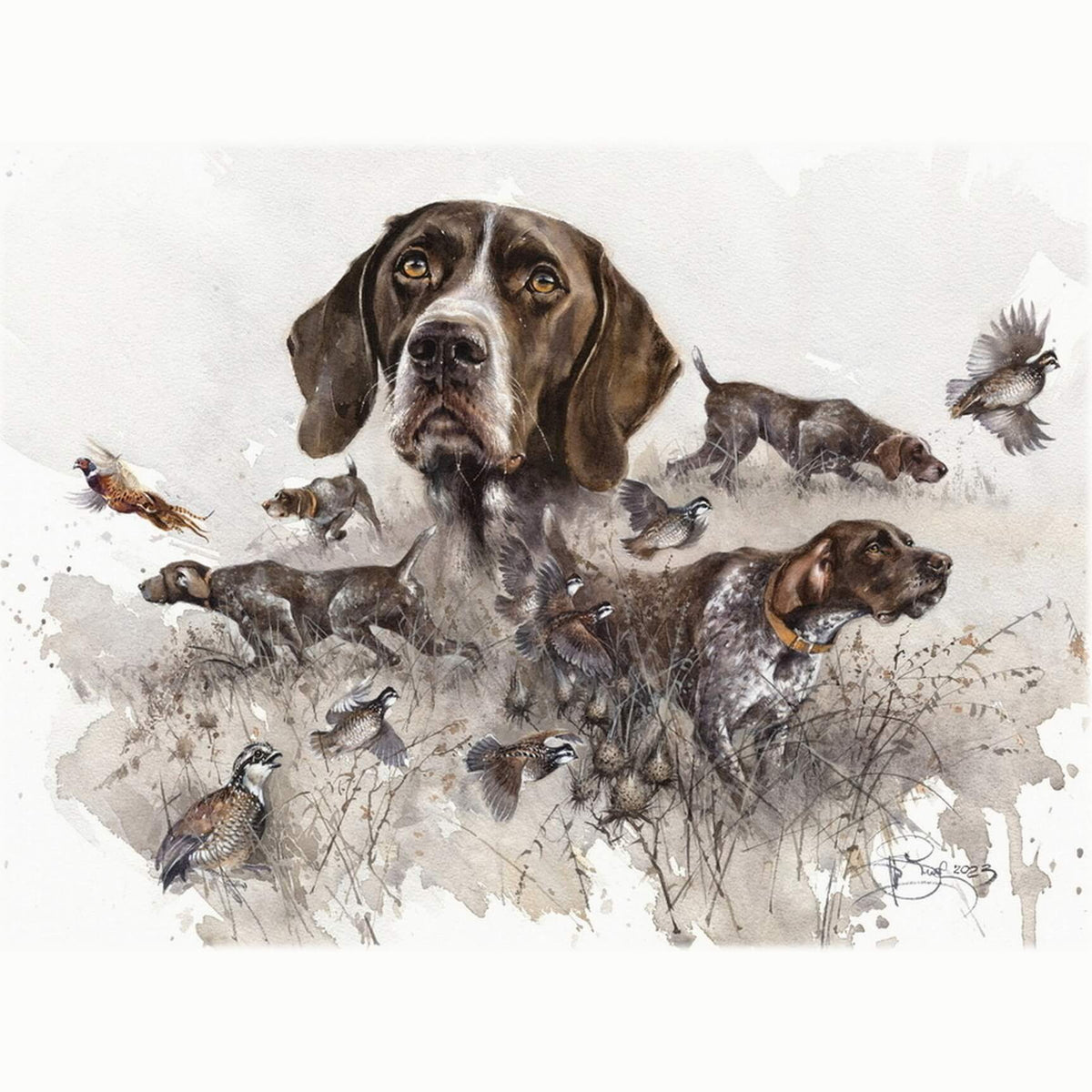 Author's print "German Shorthaired Pointer. Pointing", GSP gifts ...