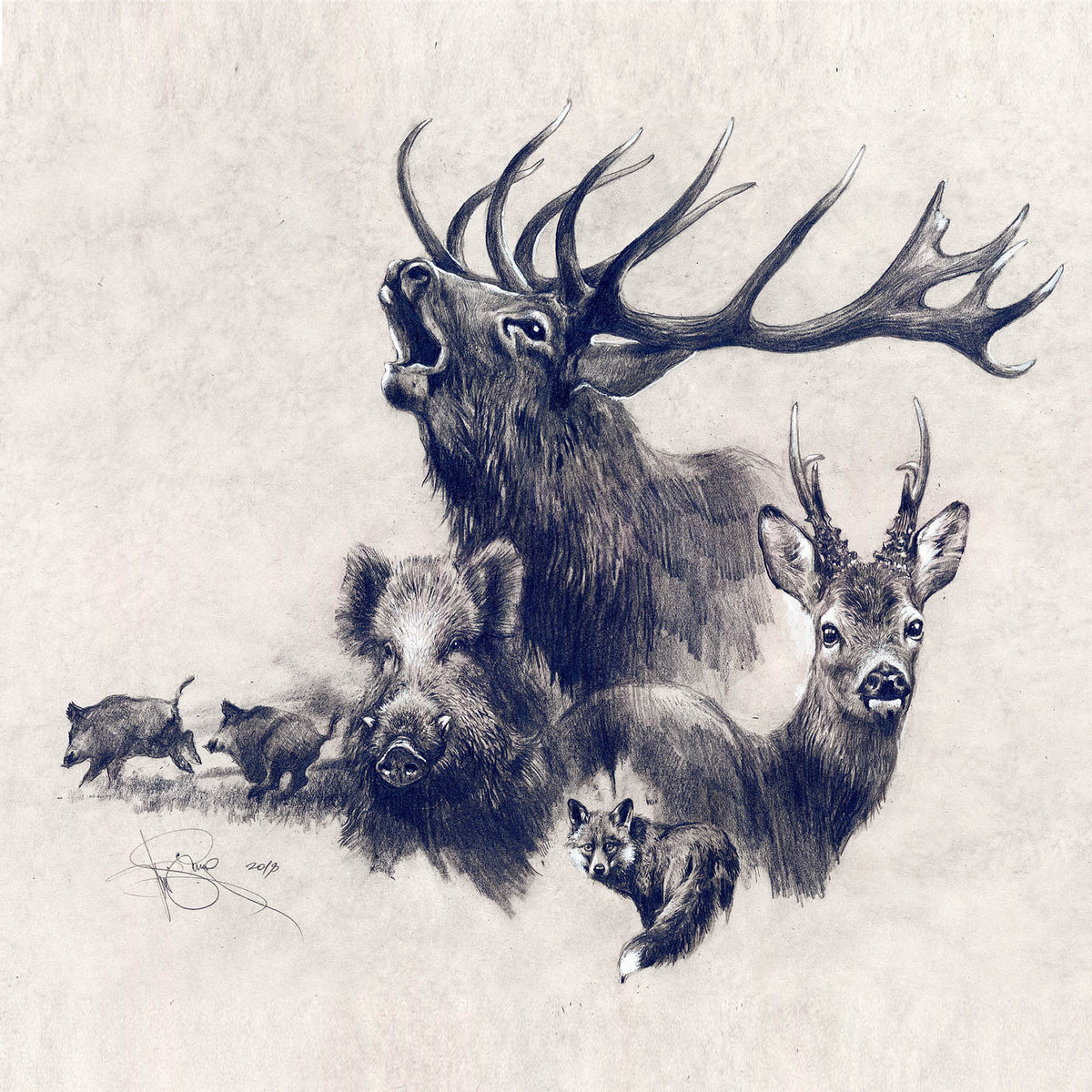 Author's print “Classical hunting” art print, animal art, hunting art ...