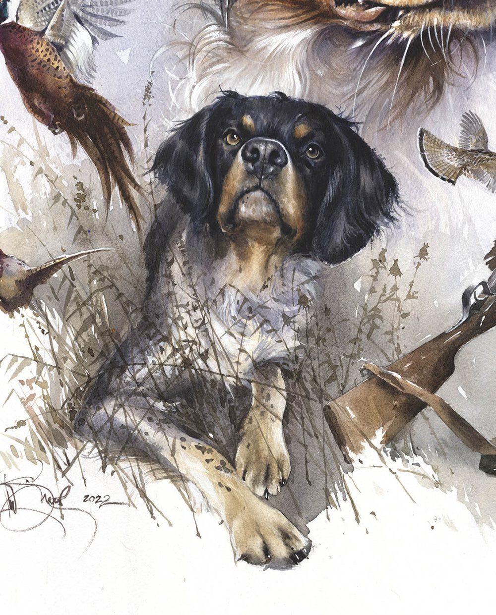 Author's print “Passion for bird hunting”, animal art, art print ...